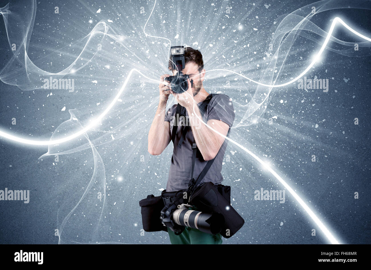 Professional photographer with dynamic lines Stock Photo - Alamy