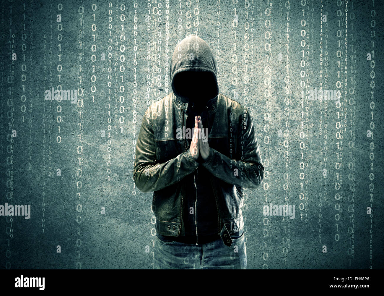 Angry mysterious hacker with numbers Stock Photo - Alamy