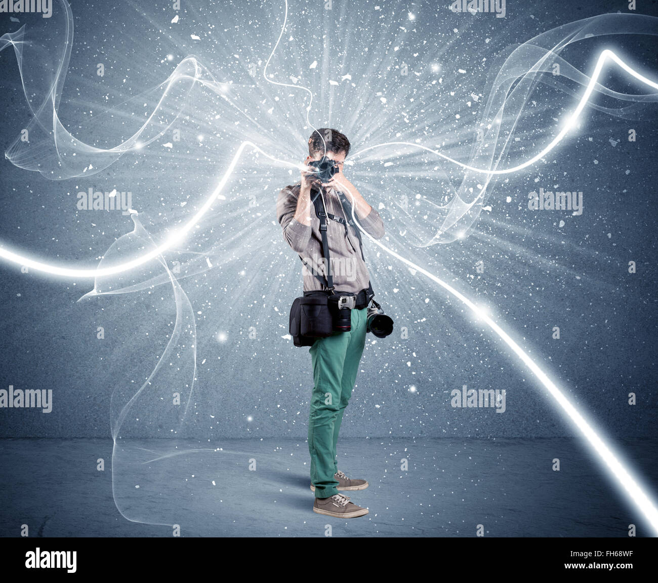 Professional photographer with dynamic lines Stock Photo - Alamy