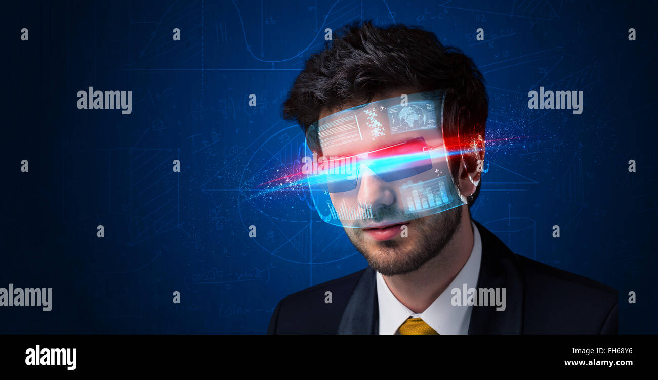 Man with future high tech smart glasses Stock Photo - Alamy