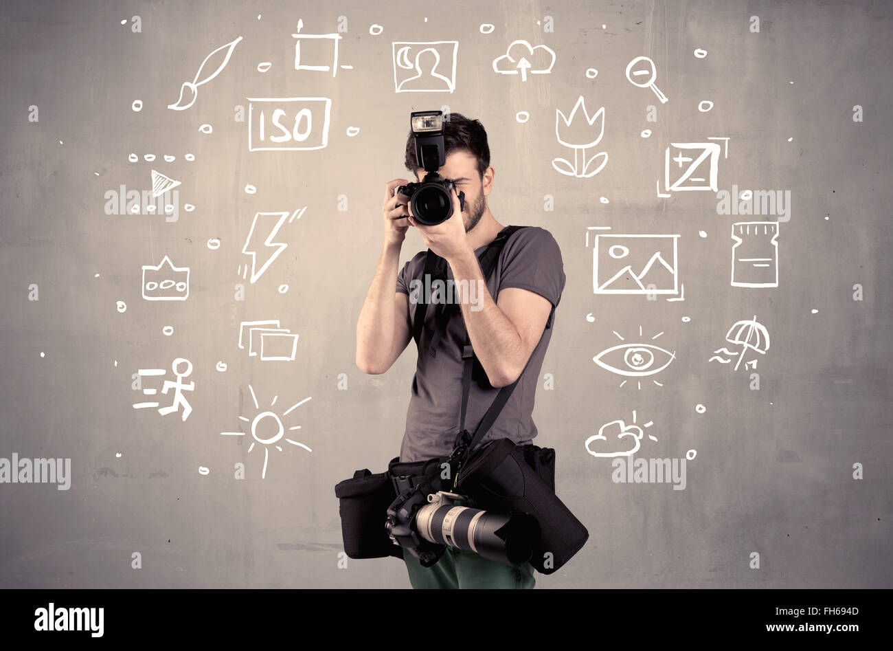 Photographer learning to use camera Stock Photo - Alamy