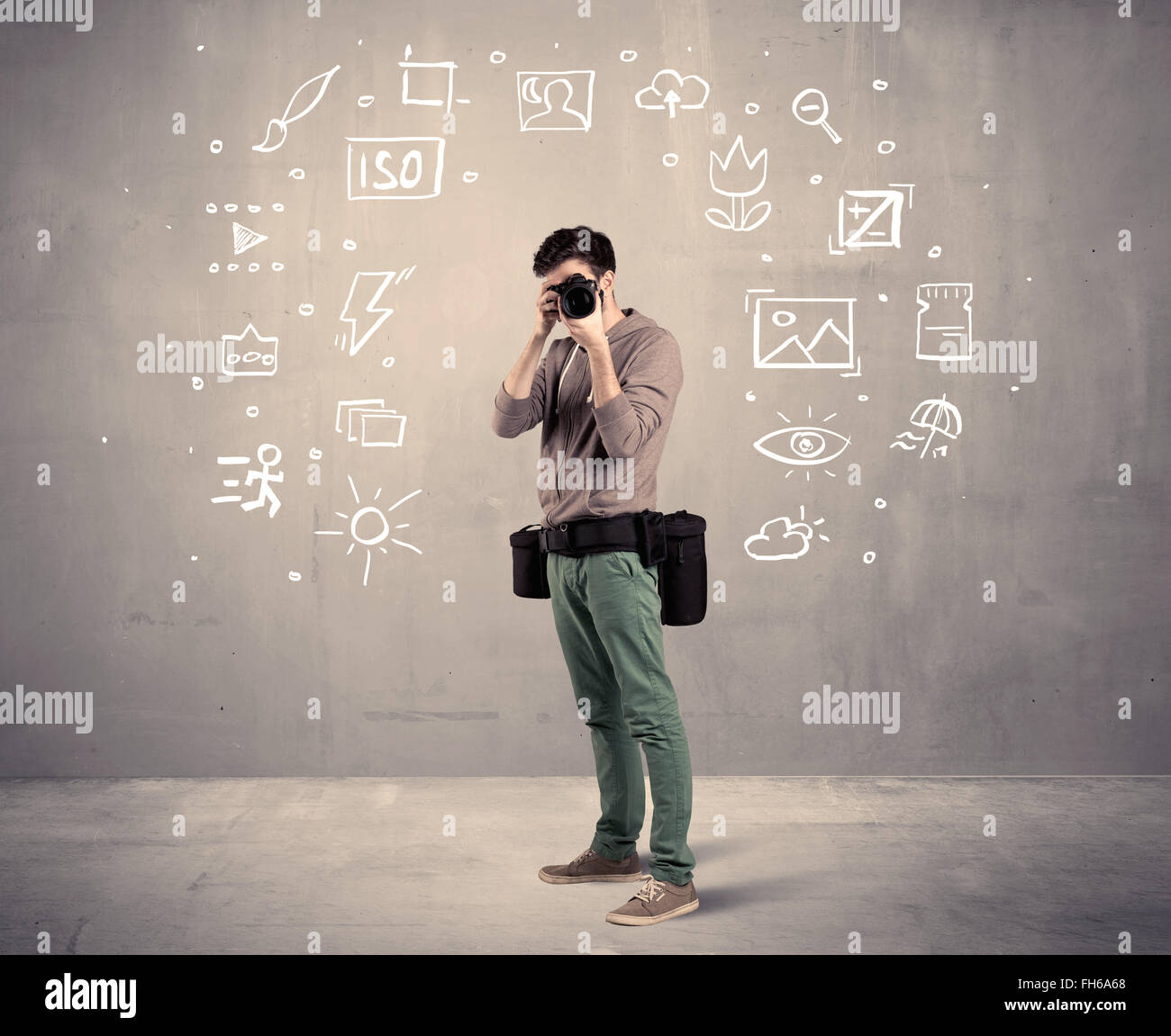 Photographer learning to use camera Stock Photo - Alamy