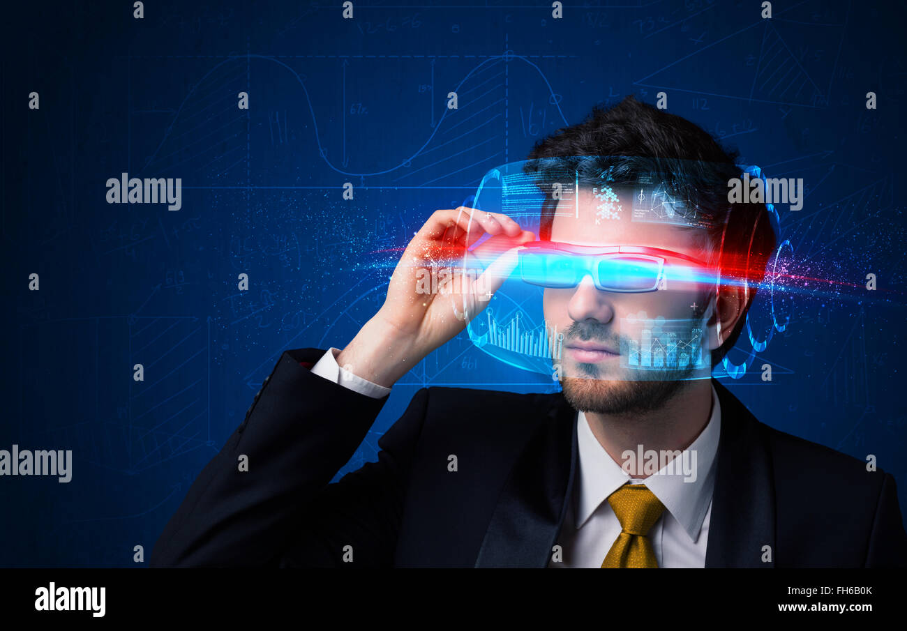 Man with future high tech smart glasses Stock Photo - Alamy
