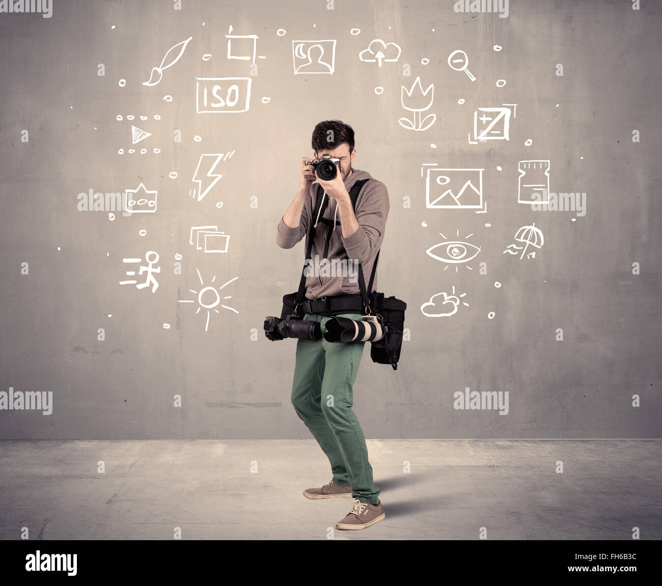 Photographer learning to use camera Stock Photo - Alamy