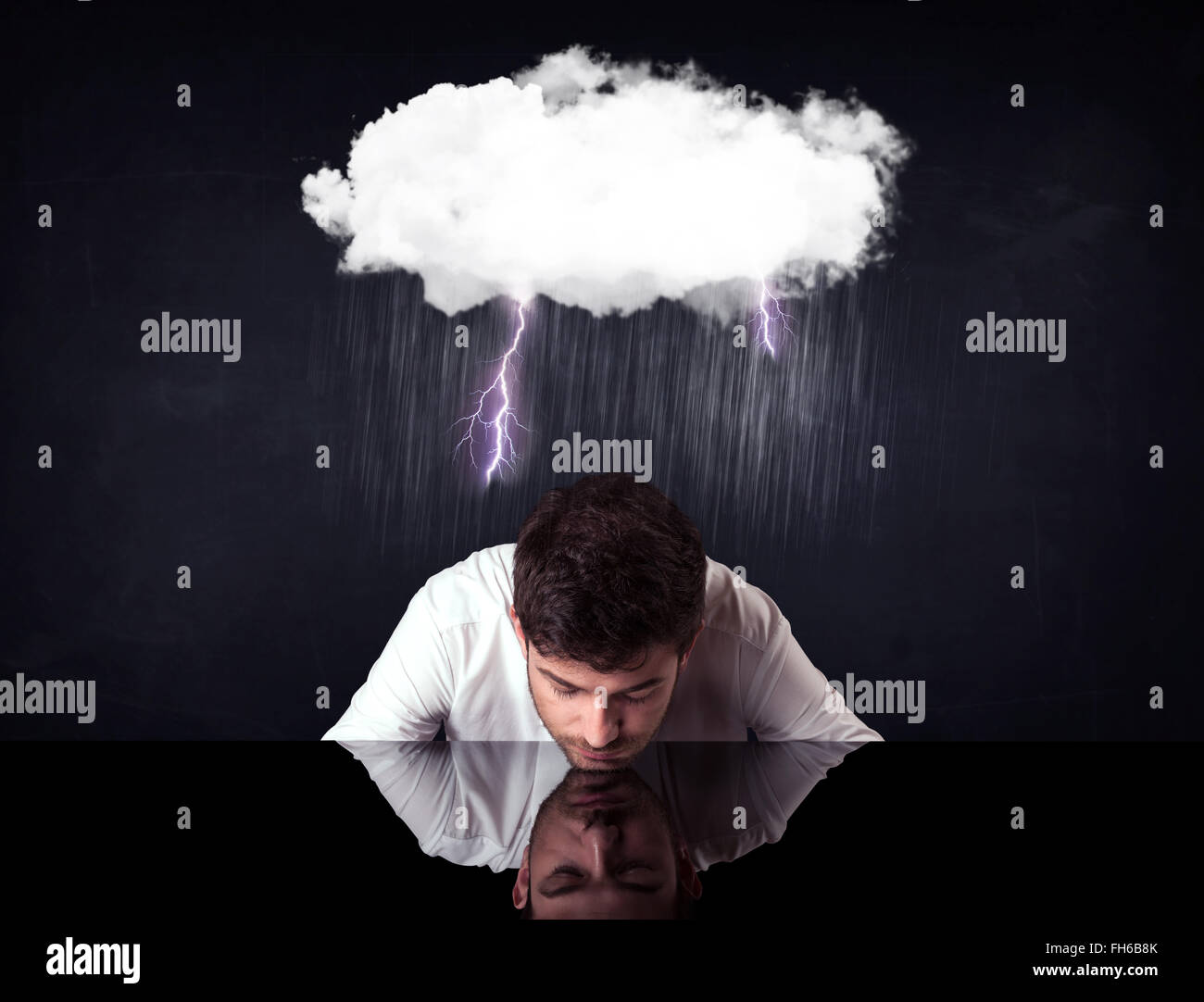 Sad Man Sitting Under Rain High Resolution Stock Photography and Images ...
