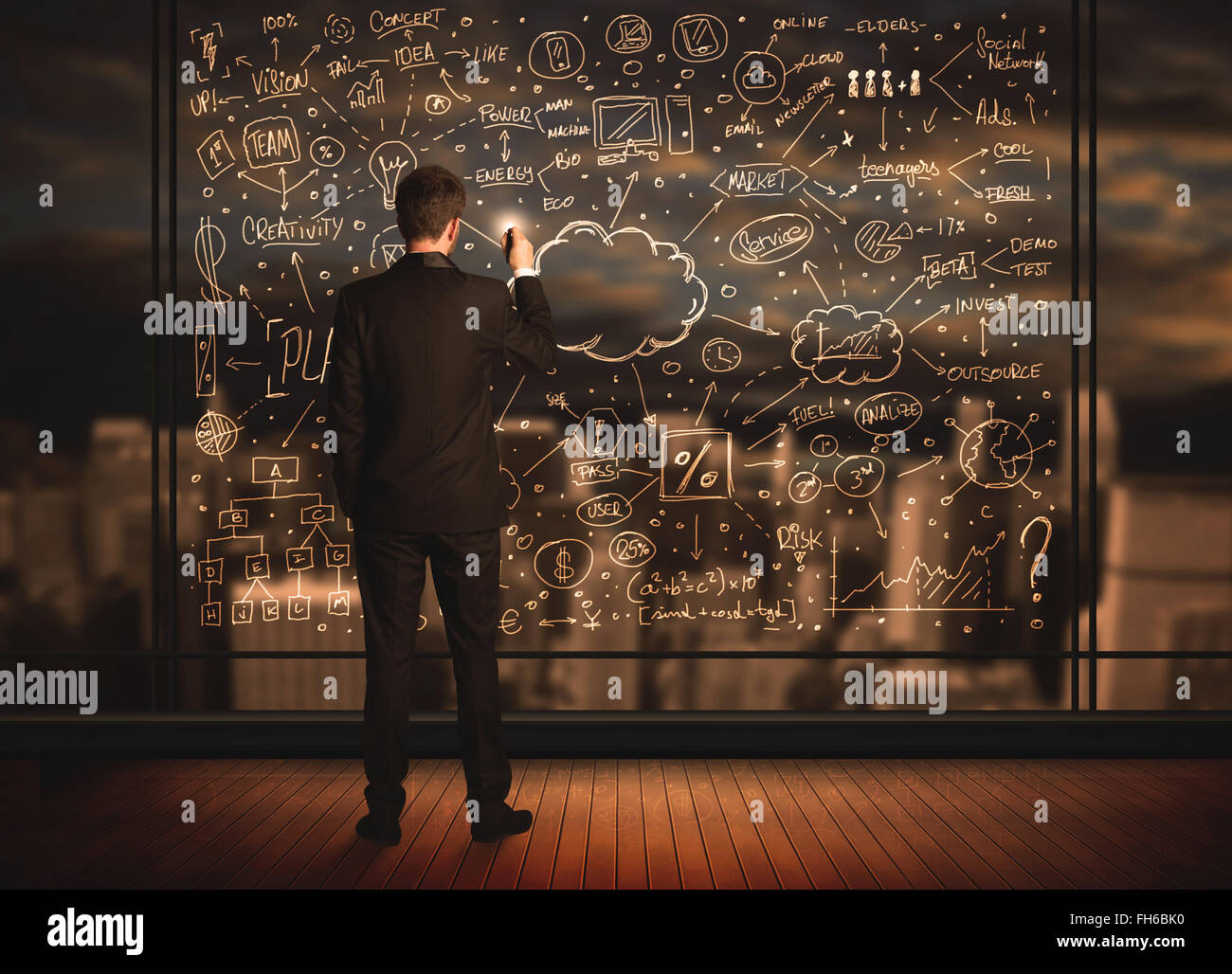 Businessman drawing business plan Stock Photo - Alamy