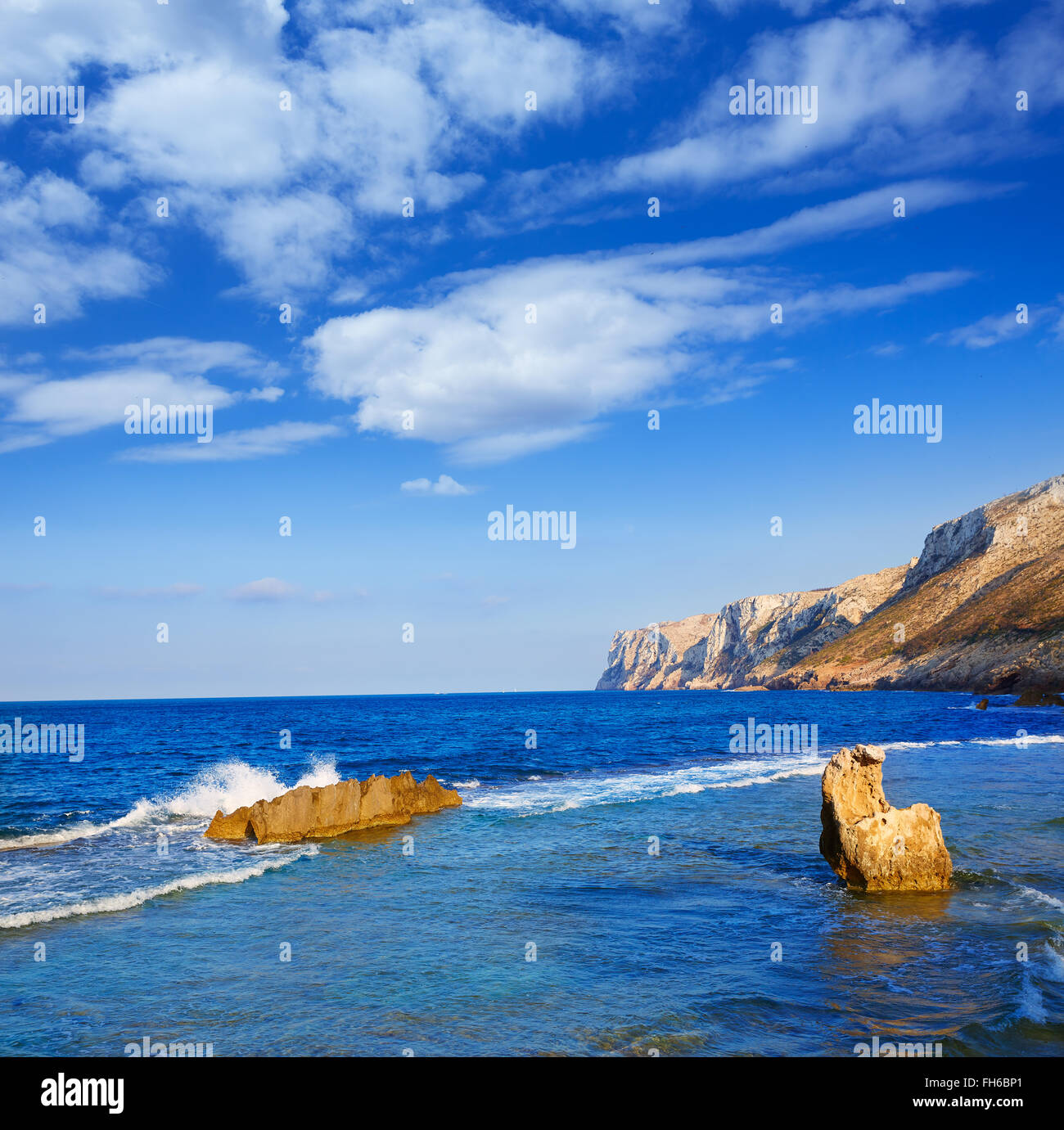 Las Rotas beach in Denia Alicante at Mediterraenan Spain Stock Photo ...