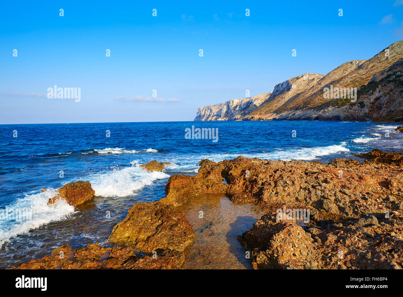 Las Rotas beach in Denia Alicante at Mediterraenan Spain Stock Photo ...