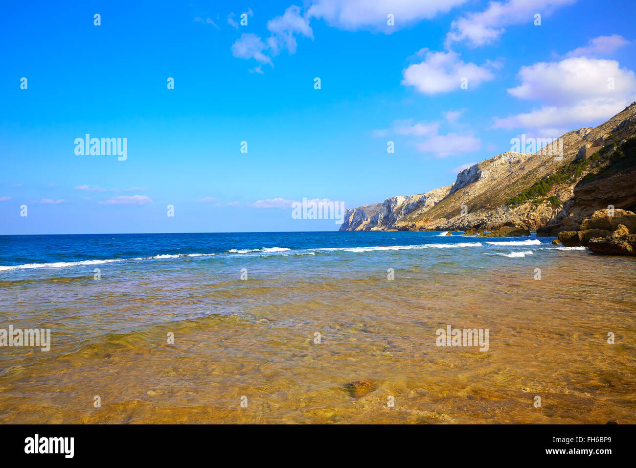 Las Rotas beach in Denia Alicante at Mediterraenan Spain Stock Photo ...