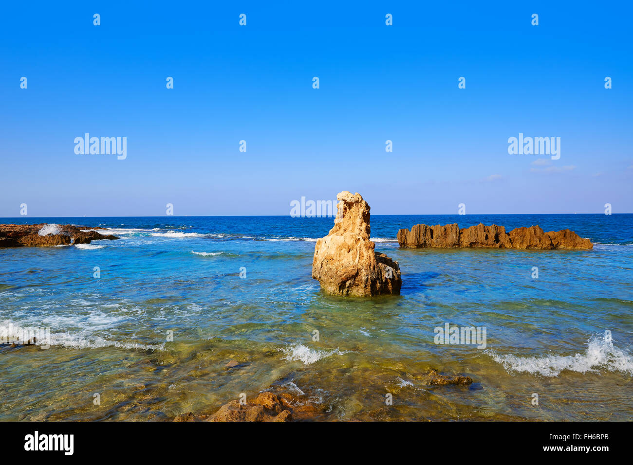 Las Rotas beach in Denia Alicante at Mediterraenan Spain Stock Photo ...