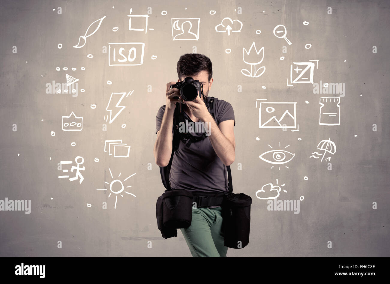 Photographer learning to use camera Stock Photo - Alamy