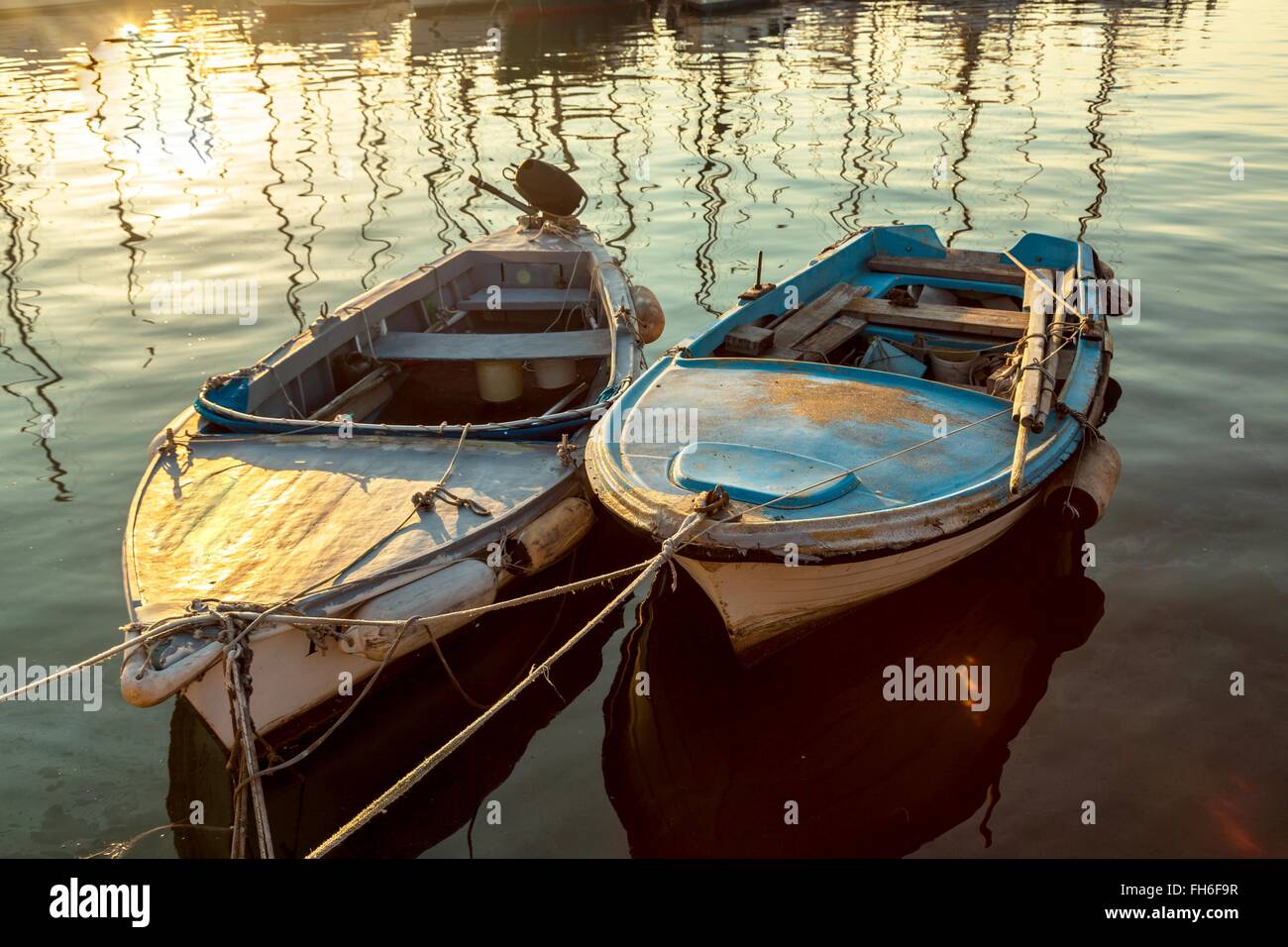 Landscape with boats and sea Stock Photo - Alamy