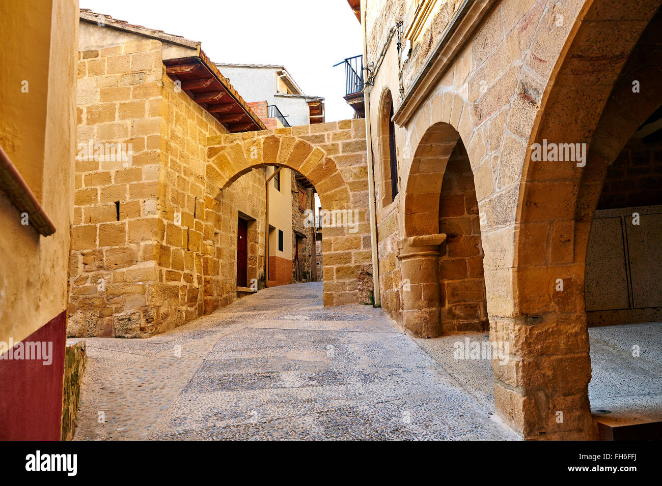 Beceite village arches in Teruel Spain in Matarrana area Stock Photo ...