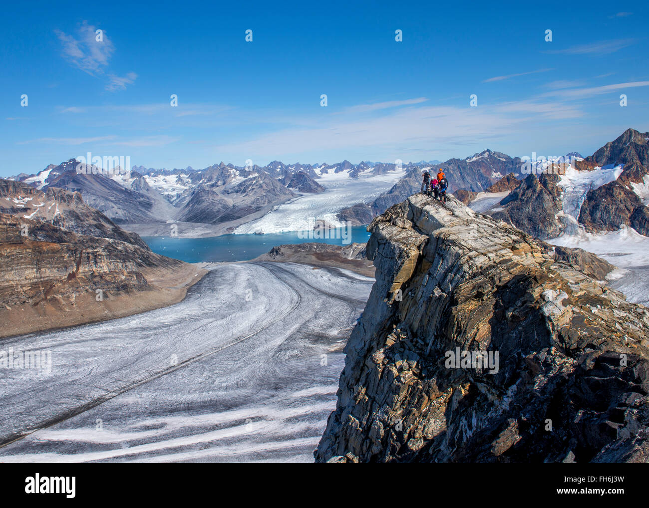 Greenland, Kulusuk, Mountaineers in the Schweizerland Alps Stock Photo - Alamy