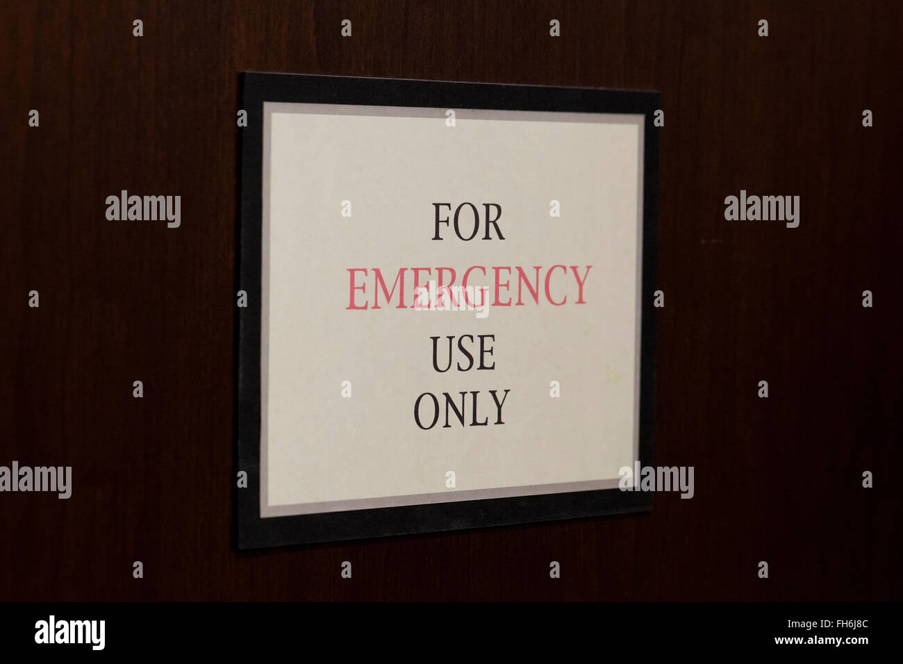 For Emergency Use Only sign on door - USA Stock Photo - Alamy
