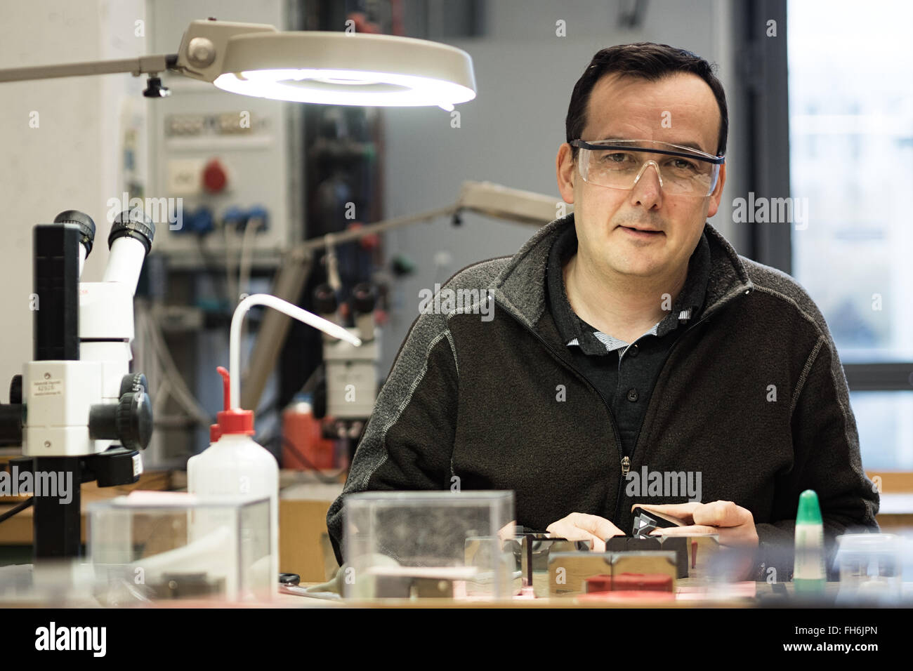Bayreuth, Germany. 19th Feb, 2016. Geoscientist Daniel Frost of the ...
