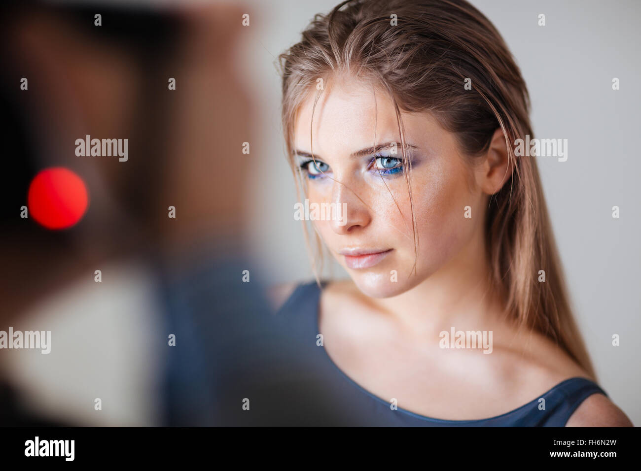 Closeup portrait of a beautiful female model Stock Photo - Alamy