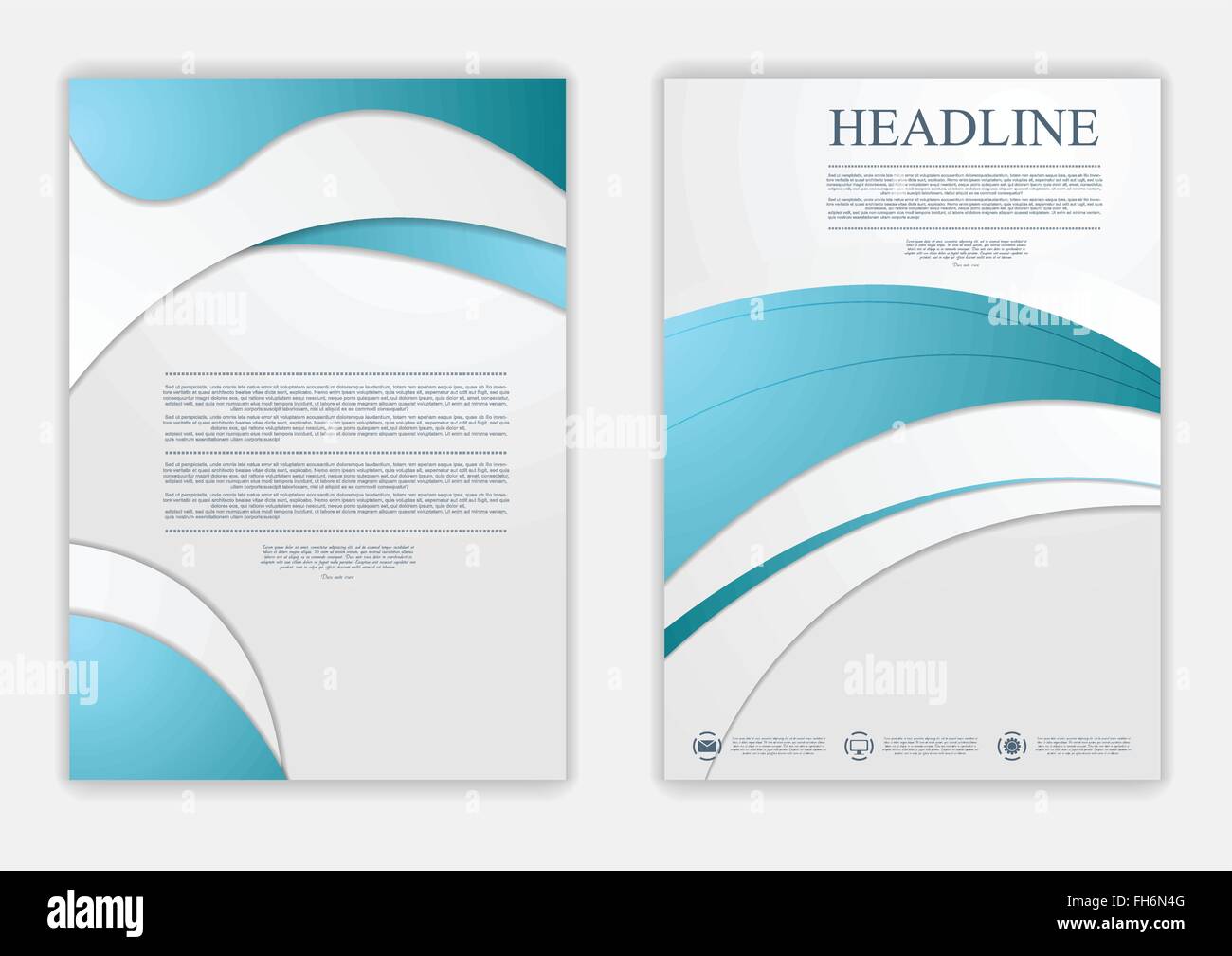 Abstract blue grey wavy corporate flyer design. Vector background Stock ...