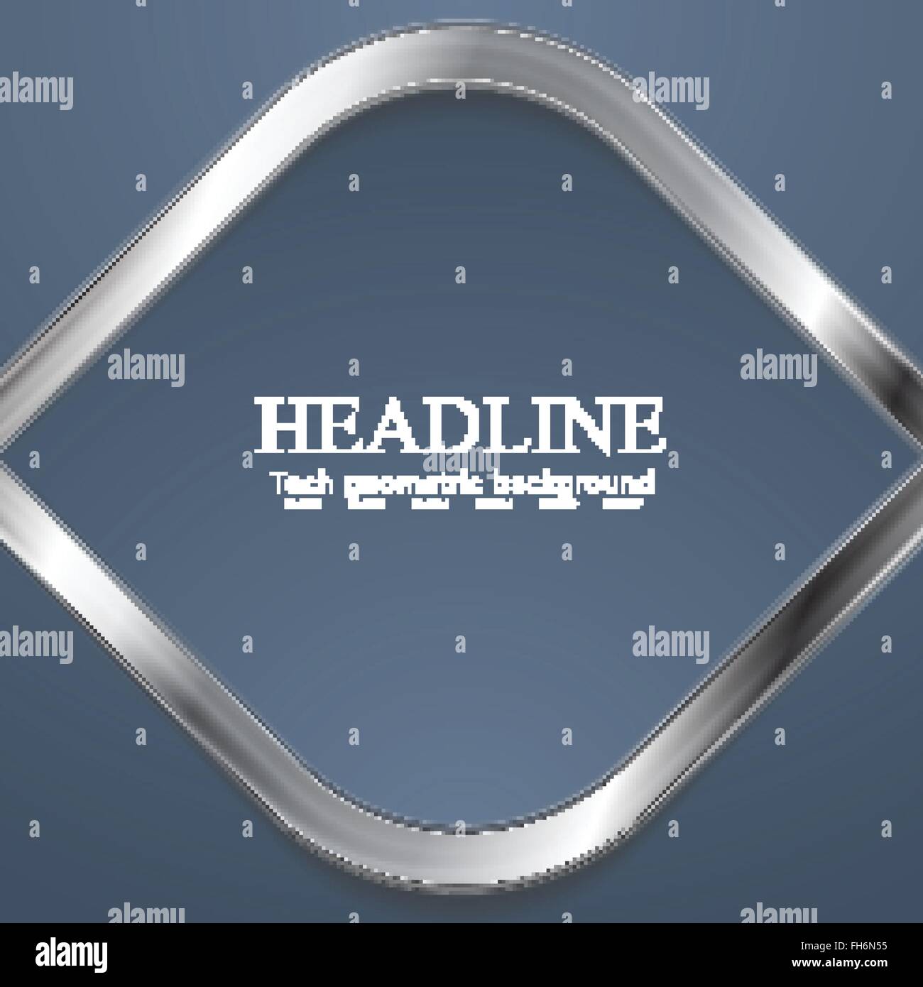 Silver metal rhombus shape on blue background. Vector geometric ...