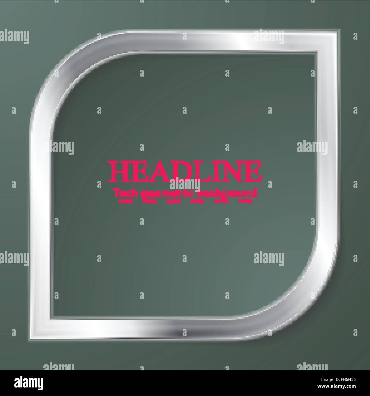 Silver metal rhombus shape on green background. Vector geometric ...