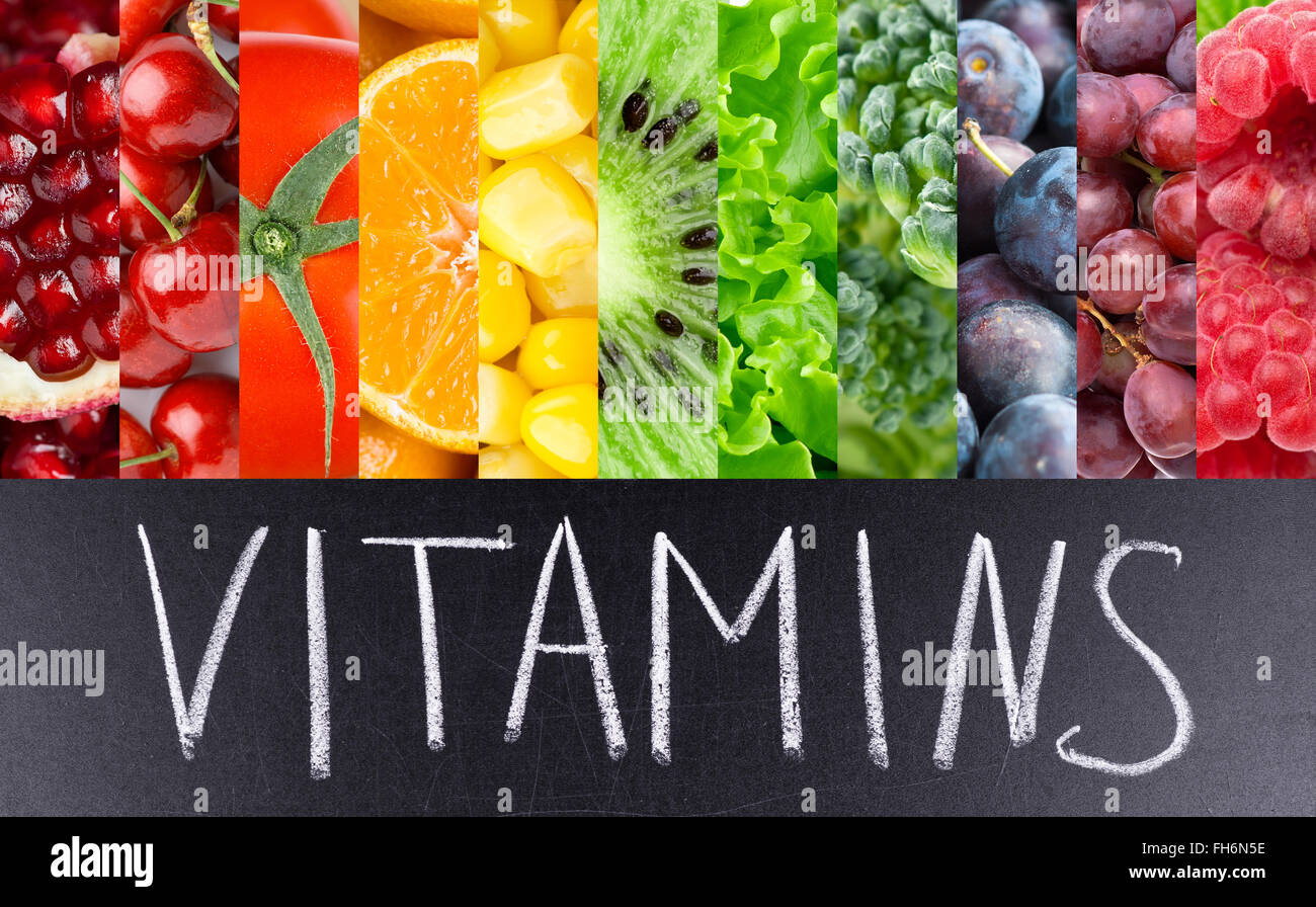Fruits and vegetables background. Vitamins. Fresh food Stock Photo - Alamy