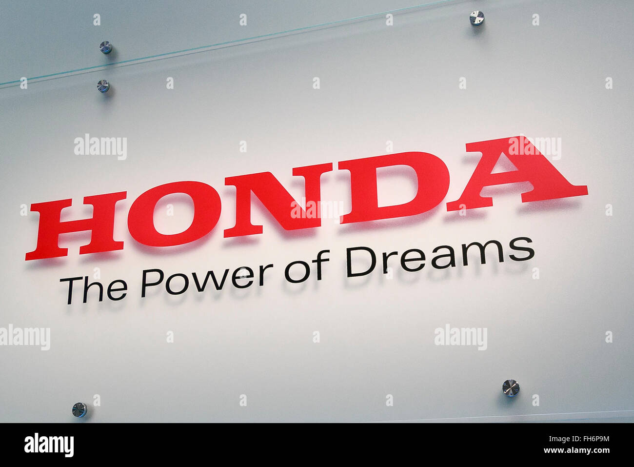 Honda signboard on display where a press conference of the President ...