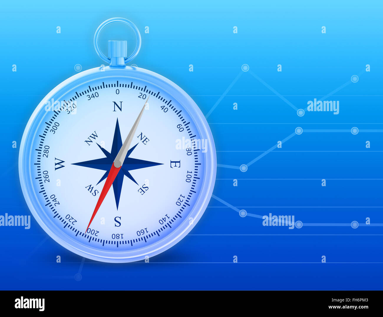 Compass on abstract blue background Stock Photo - Alamy