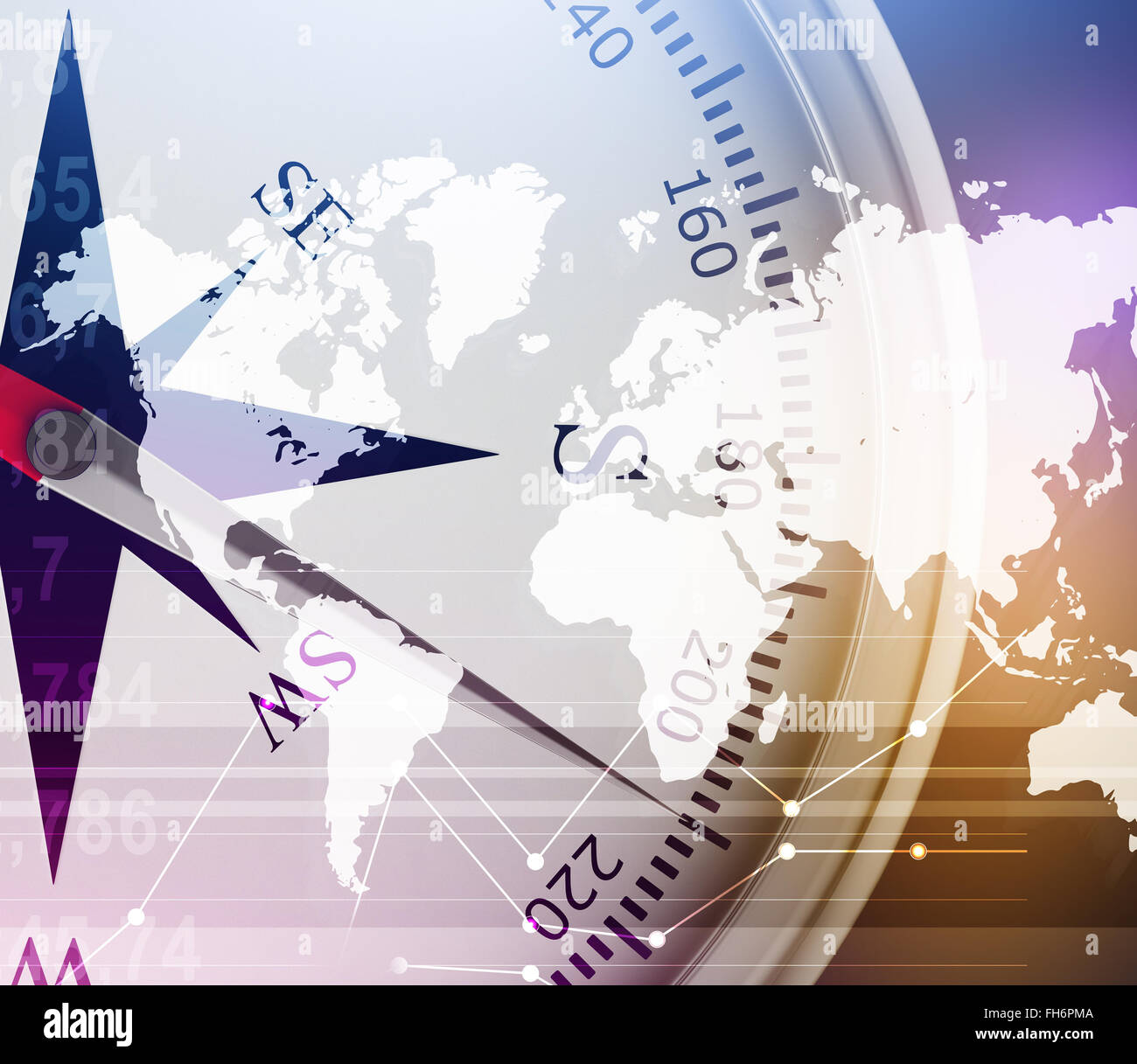 World map with compass rose hi-res stock photography and images - Alamy