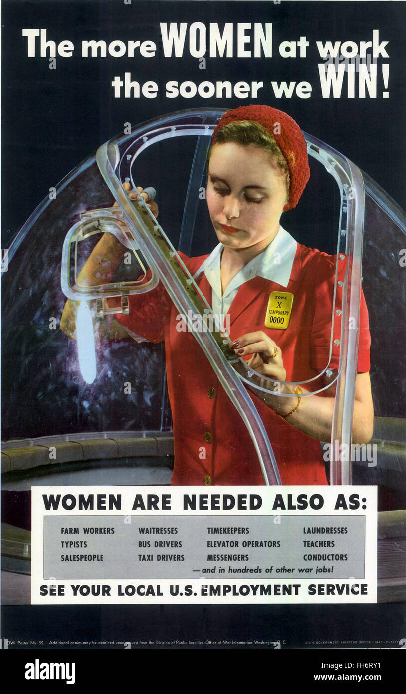 The More Women At Work The Sooner We Win ! - US Propaganda Poster ...