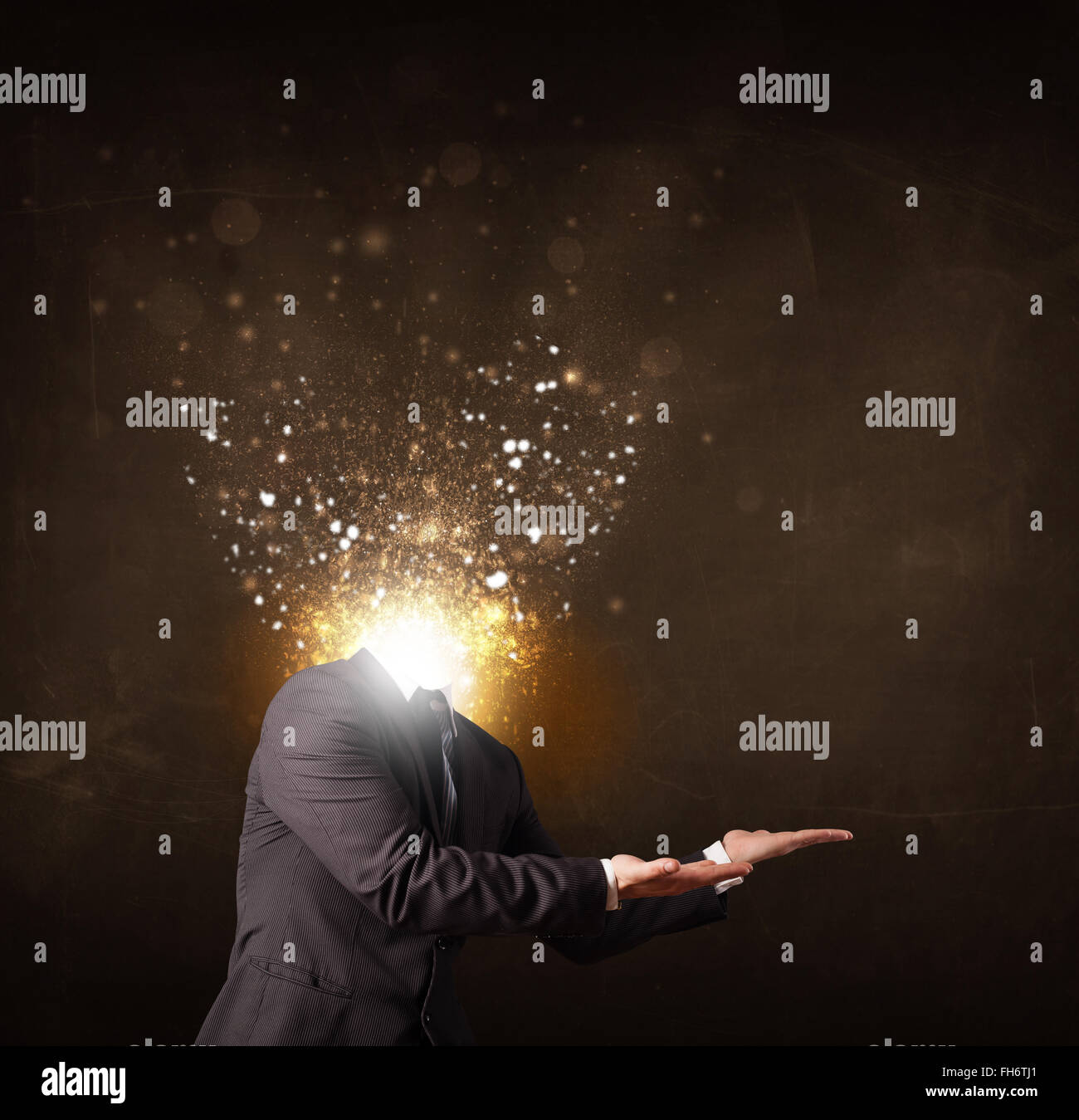 Business man with glowing exploding head Stock Photo - Alamy