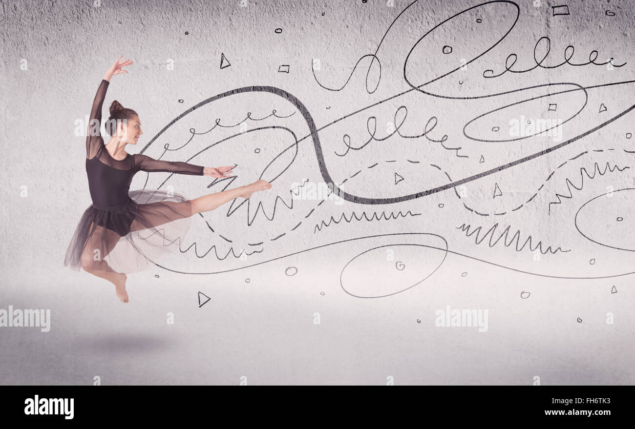 Ballet dancer performing art dance with lines and arrows Stock Photo ...
