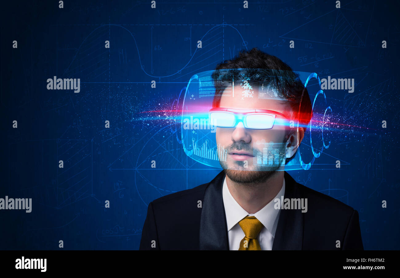 Man with future high tech smart glasses Stock Photo - Alamy