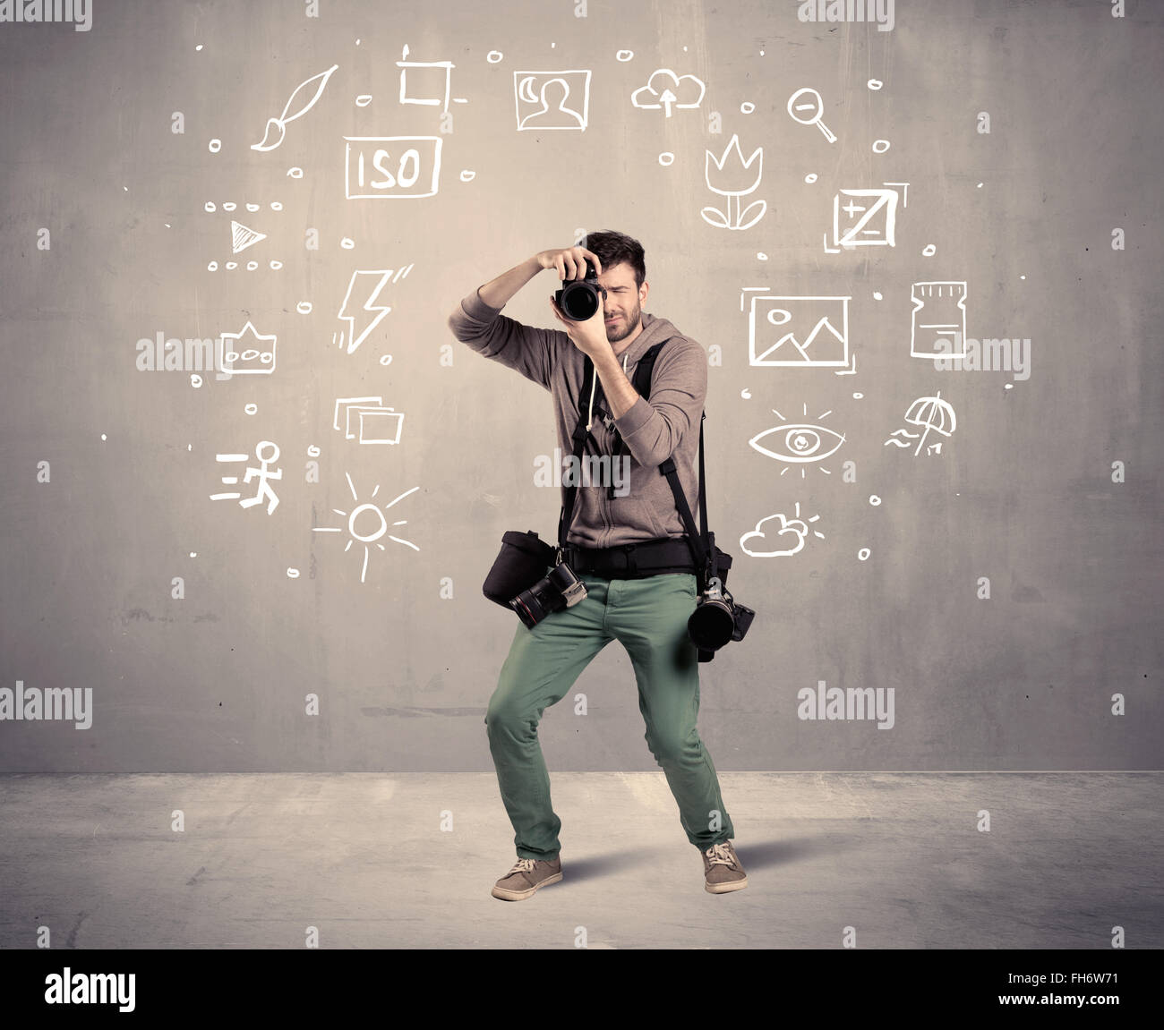 Photographer learning to use camera Stock Photo - Alamy