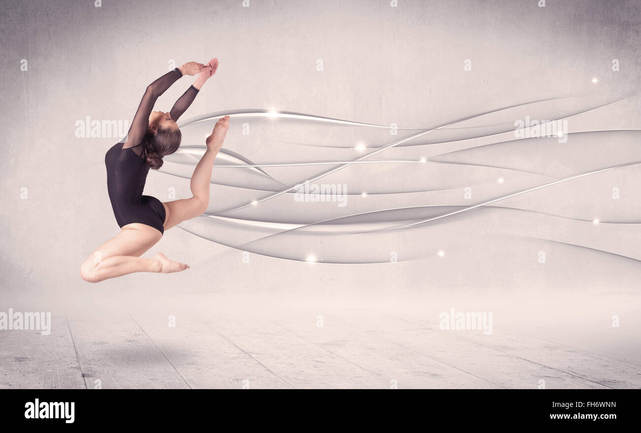 Ballet dancer performing modern dance with abstract lines Stock Photo ...