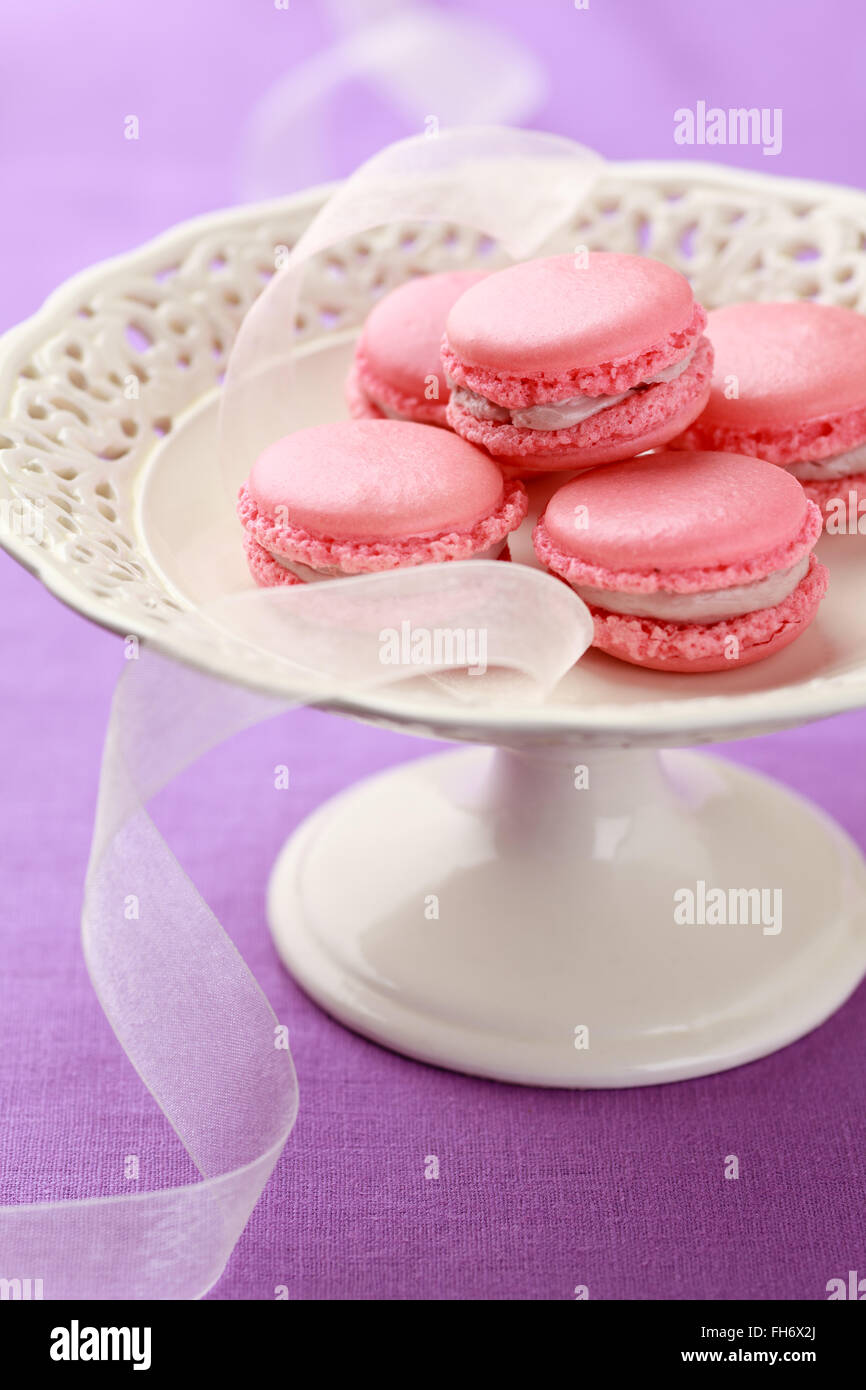 Pink macarons in a box Stock Photo - Alamy