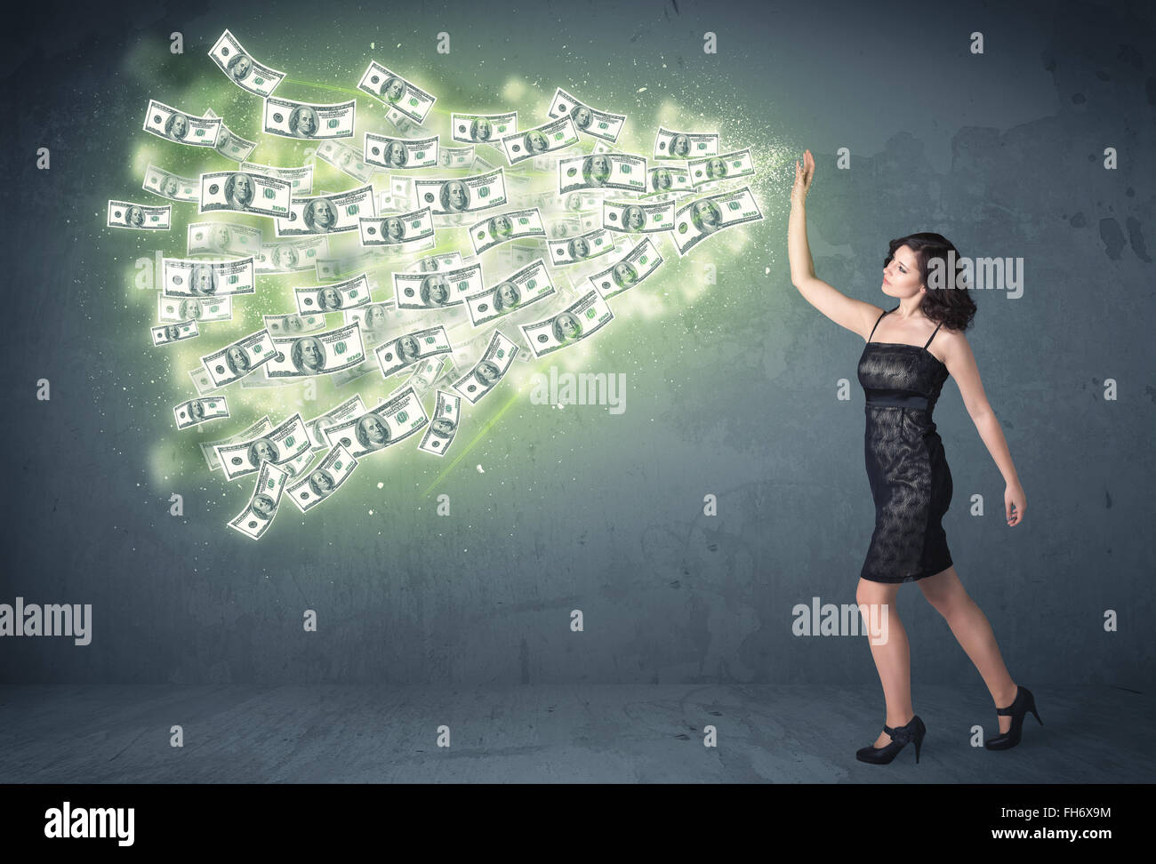 Handsome man throwing dollar hi-res stock photography and images - Alamy