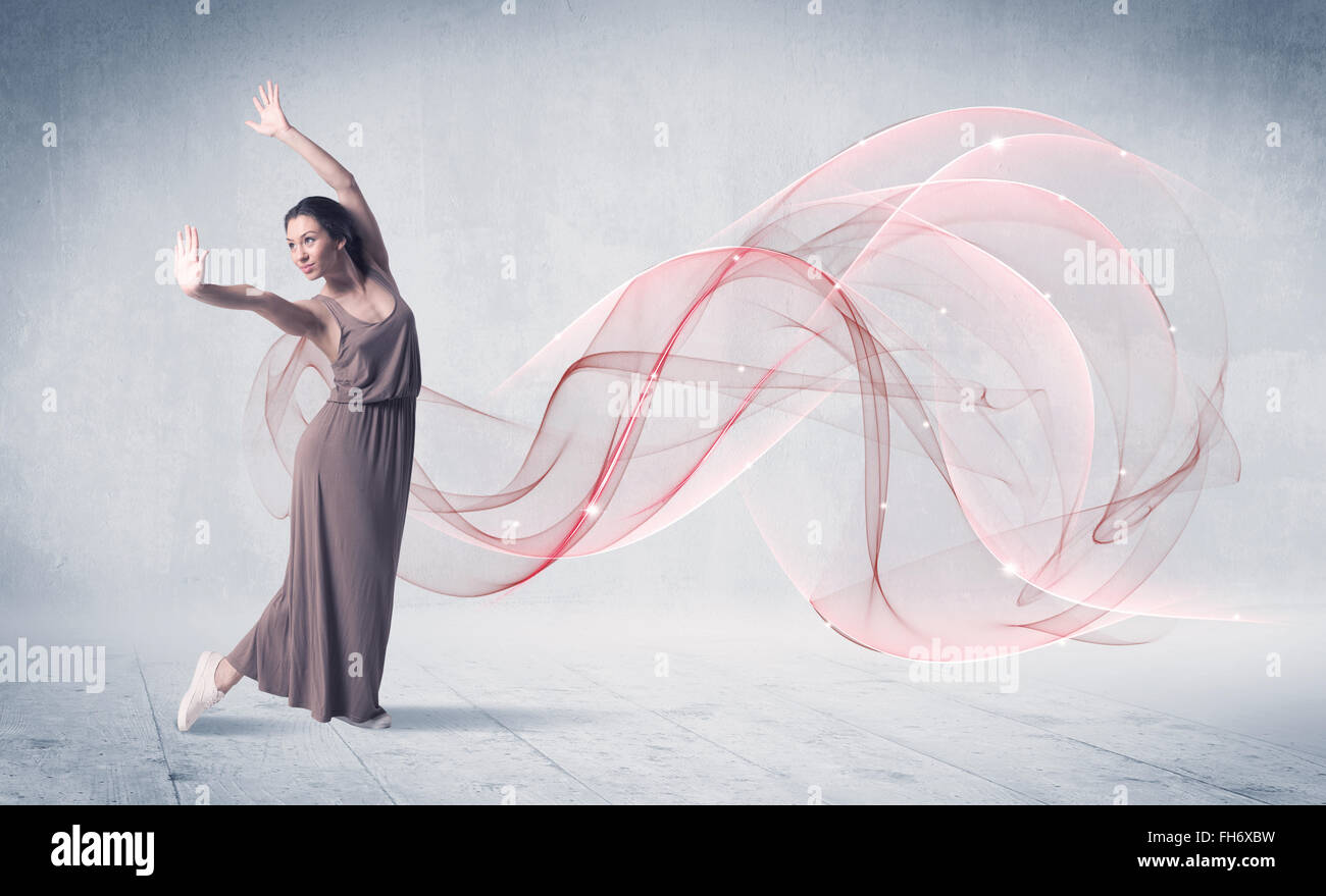 Dancing ballet performance artist with abstract swirl Stock Photo - Alamy