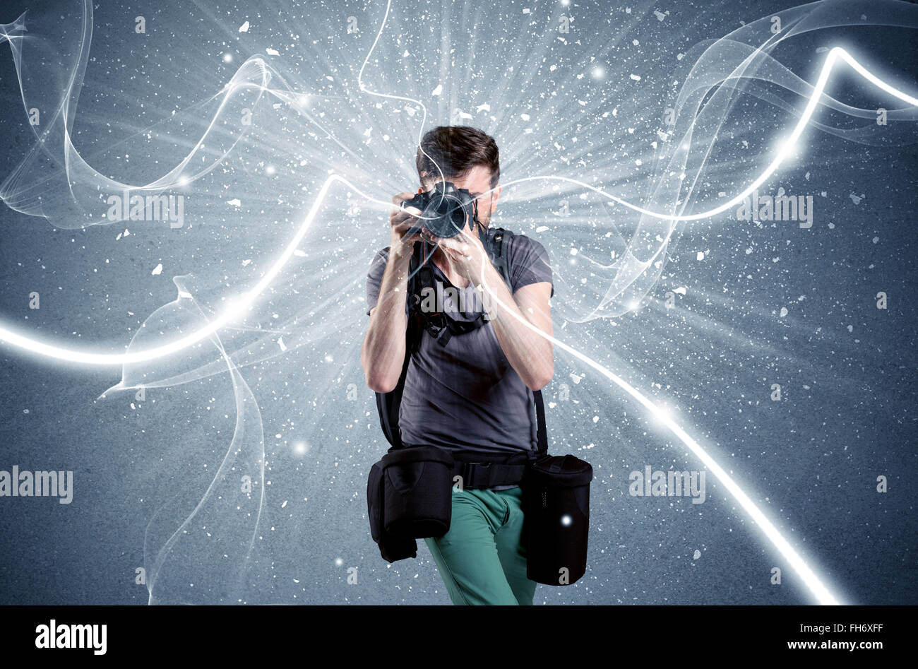 Professional photographer with dynamic lines Stock Photo - Alamy