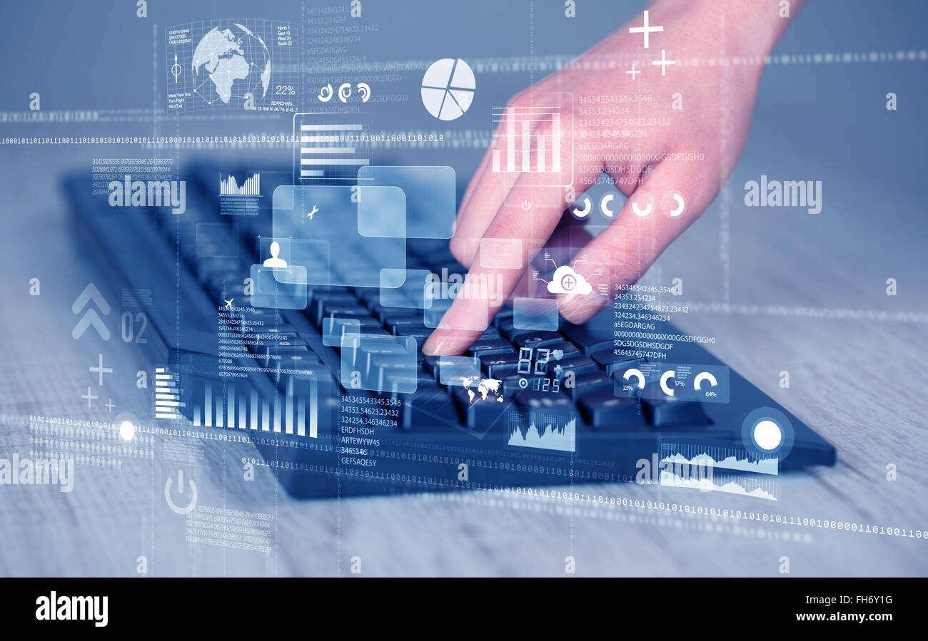 Keyboard technology button pressed hand hi-res stock photography and ...