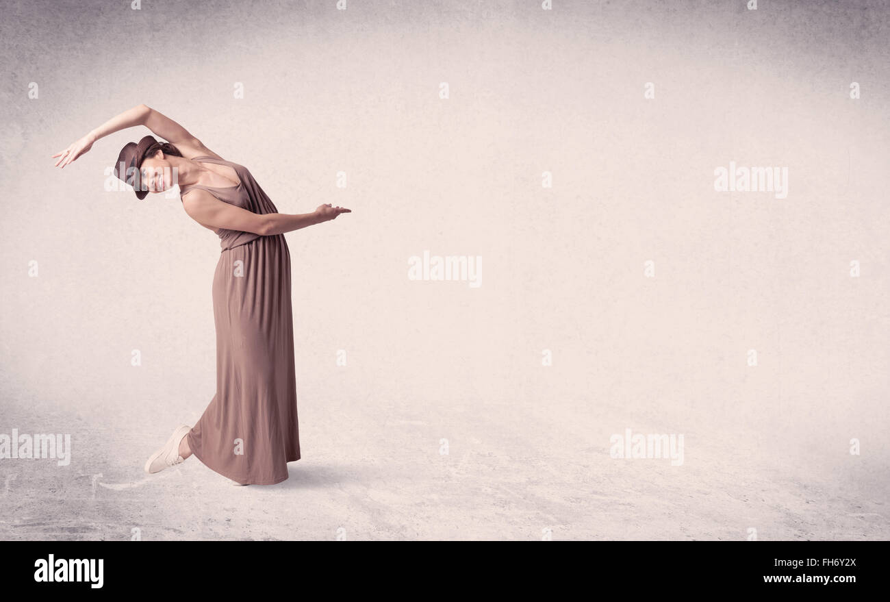 Modern ballet dancer performing art jump with empty background Stock ...