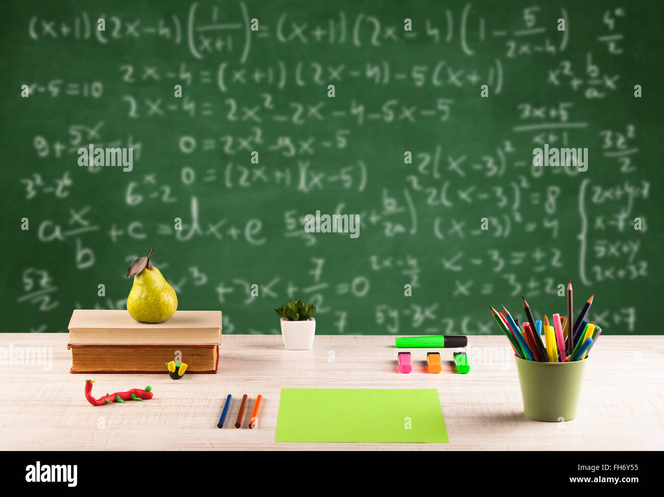 Math class from student school desk Stock Photo - Alamy