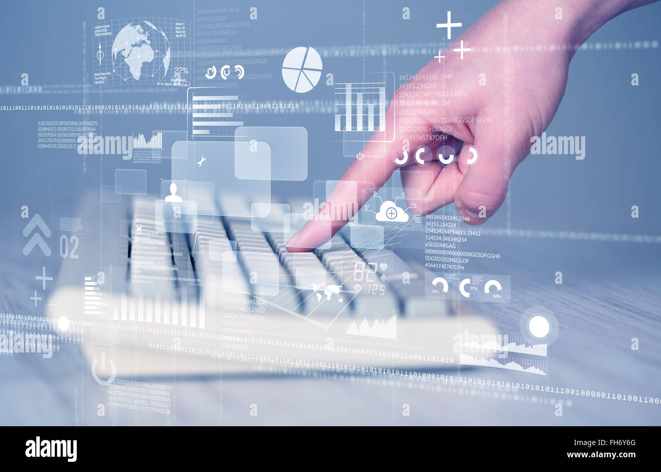 Keyboard technology button pressed hand hi-res stock photography and ...