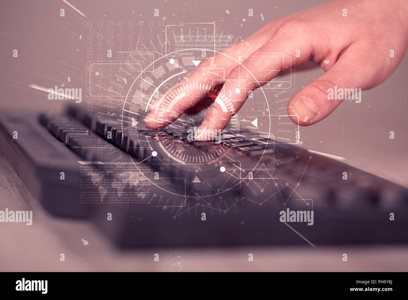 Keyboard with high tech user interface graphic Stock Photo - Alamy