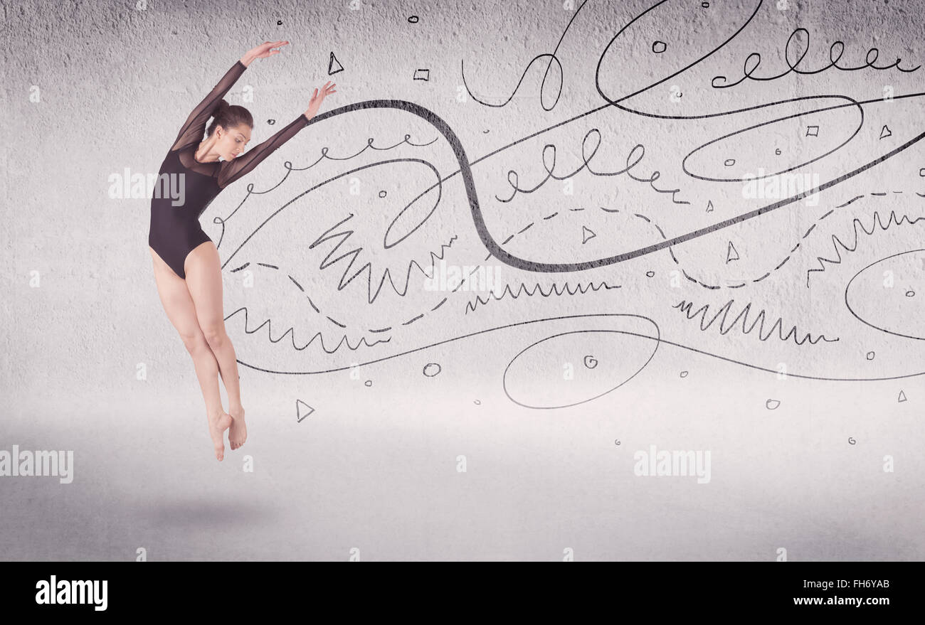 Ballet dancer performing art dance with lines and arrows Stock Photo ...