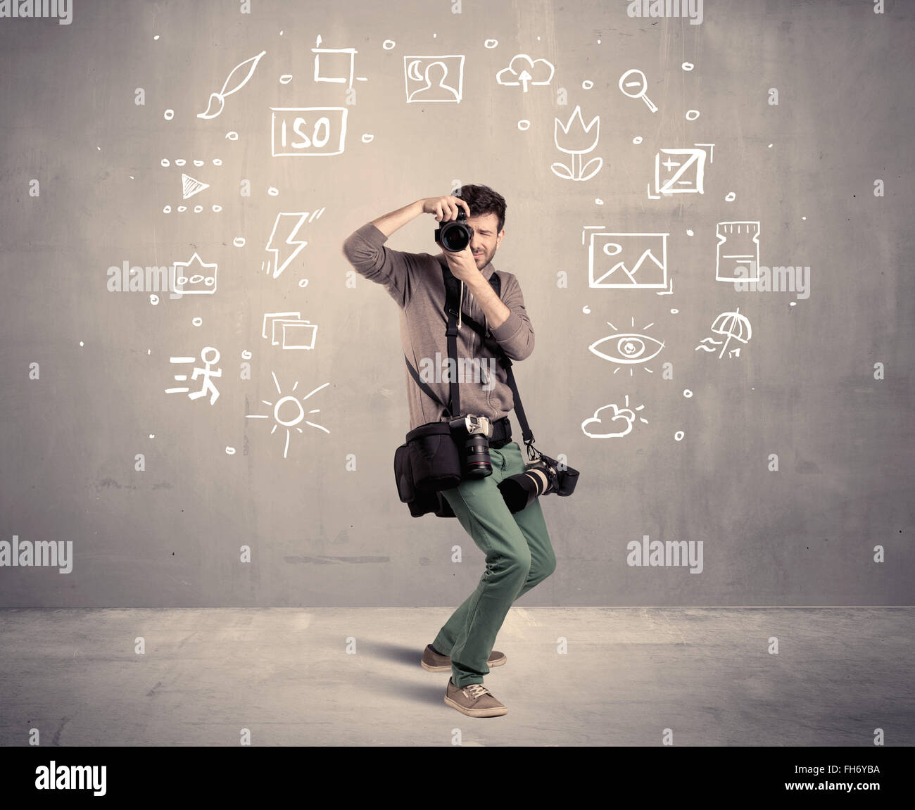 Photographer learning to use camera Stock Photo - Alamy