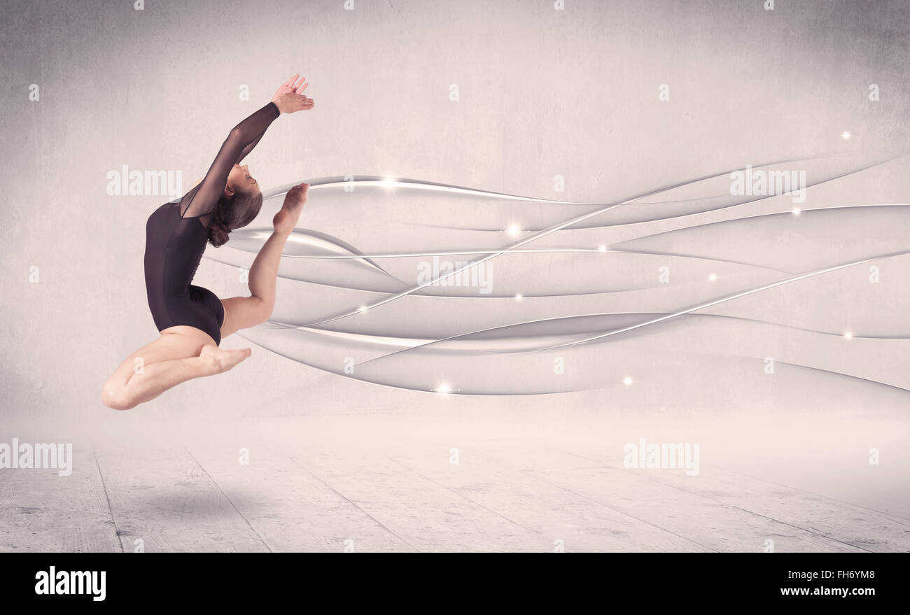 Ballet dancer performing modern dance with abstract lines Stock Photo ...