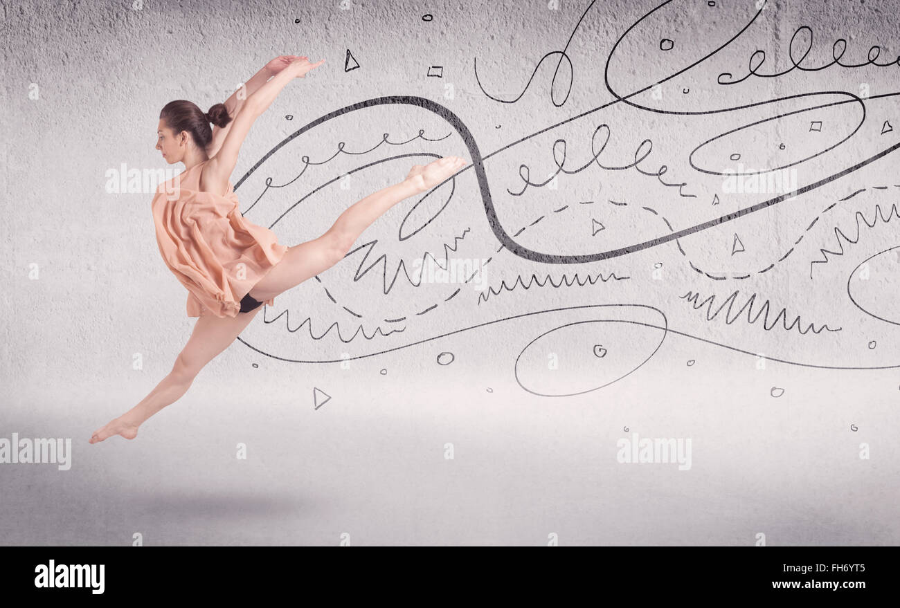 Ballet dancer performing art dance with lines and arrows Stock Photo ...