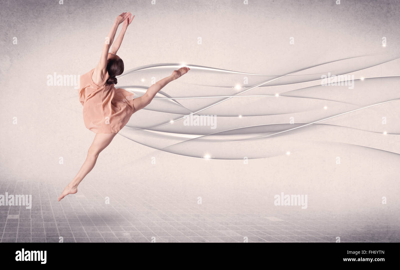 Ballet dancer performing modern dance with abstract lines Stock Photo ...