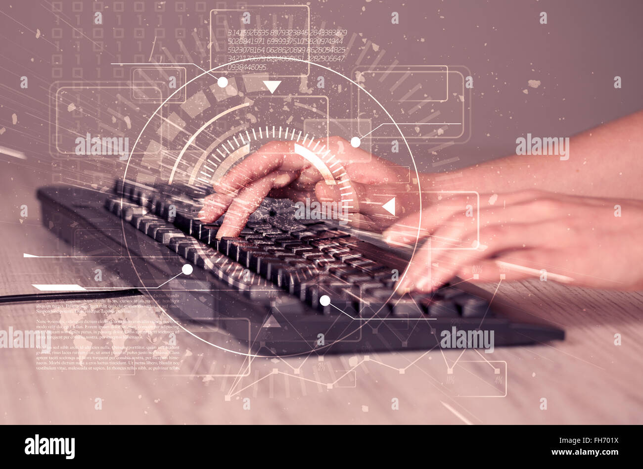 Keyboard with high tech user interface graphic Stock Photo - Alamy