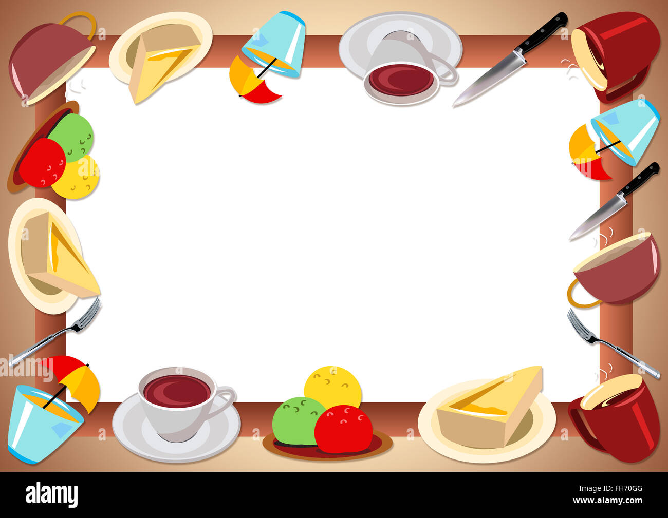 coffee shop elements border Stock Photo - Alamy